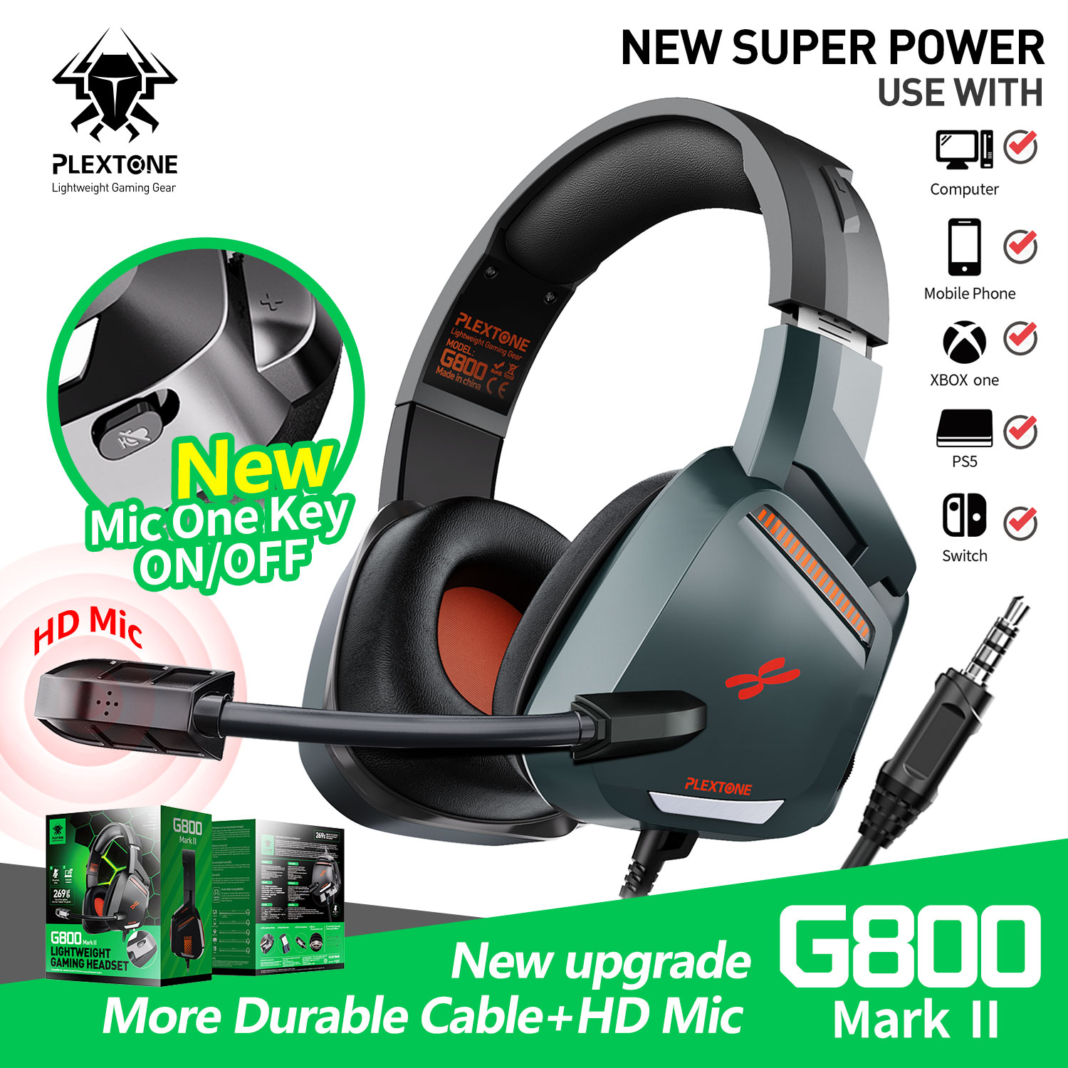Plextone G800 Mark II Stereo Gaming Over-Ear Headset - SWEETLOOT