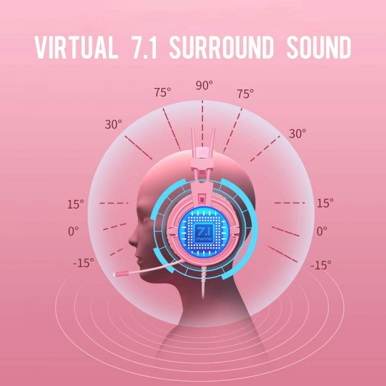 SADES A6 Angel Edition Pink USB Gaming Headphone Over Ear Headset Game ...