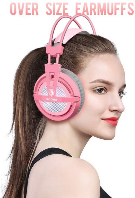SADES A6 Angel Edition Pink USB Gaming Headphone Over Ear Headset Game ...