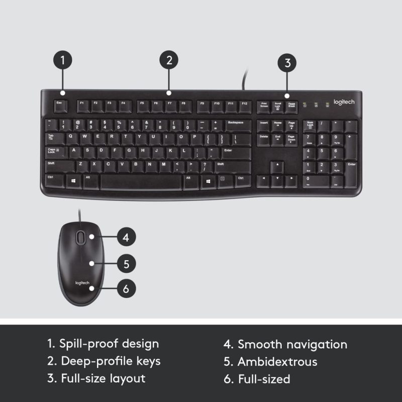 Logitech MK120 Corded Keyboard and Mouse Combo - SweetLoot PC