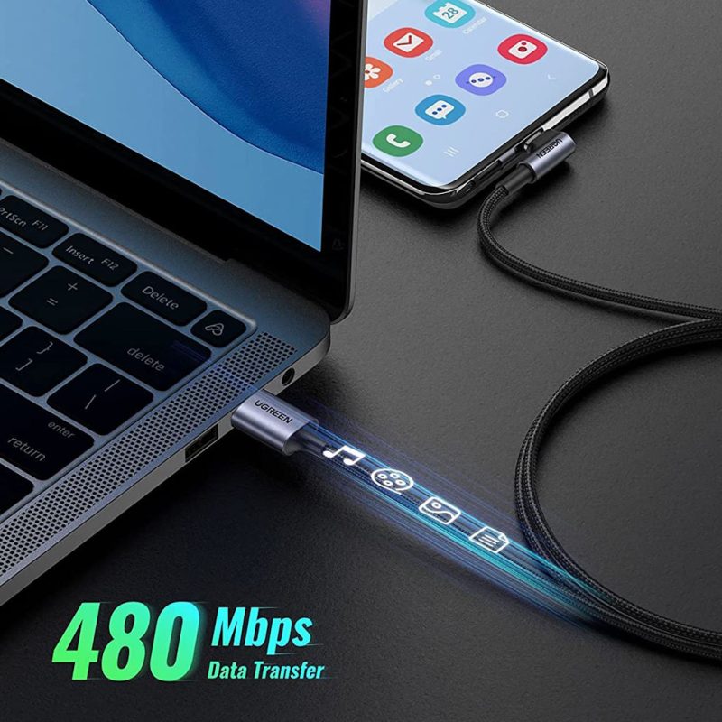 UGREEN USB A to Right Angle USB Type-C Fast Charging Cable - SweetLoot PC