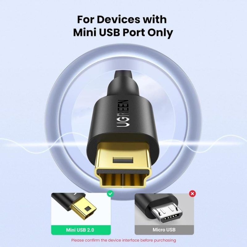 UGREEN USB 2.0 Type A to Mini B 5 Pin Male Cable 1M - SweetLoot PC