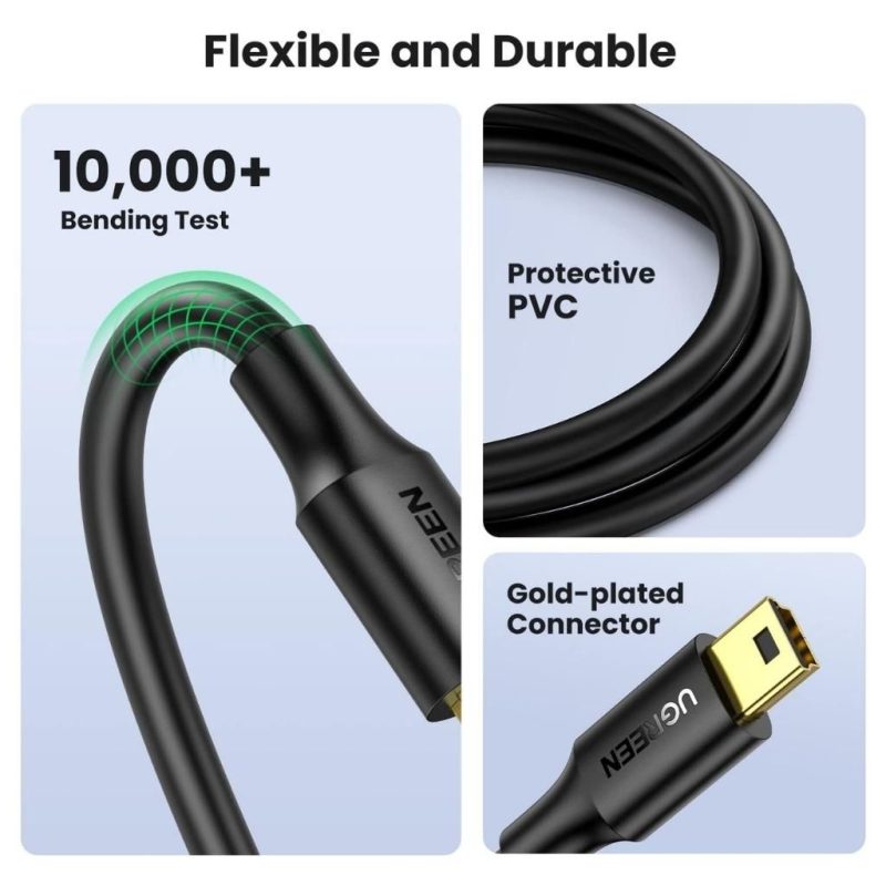 UGREEN USB 2.0 Type A to Mini B 5 Pin Male Cable 1M - SweetLoot PC
