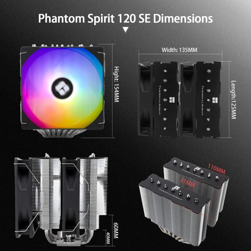 Thermalright Phantom Spirit 120 SE ARGB Dual Tower CPU Air Cooler ...