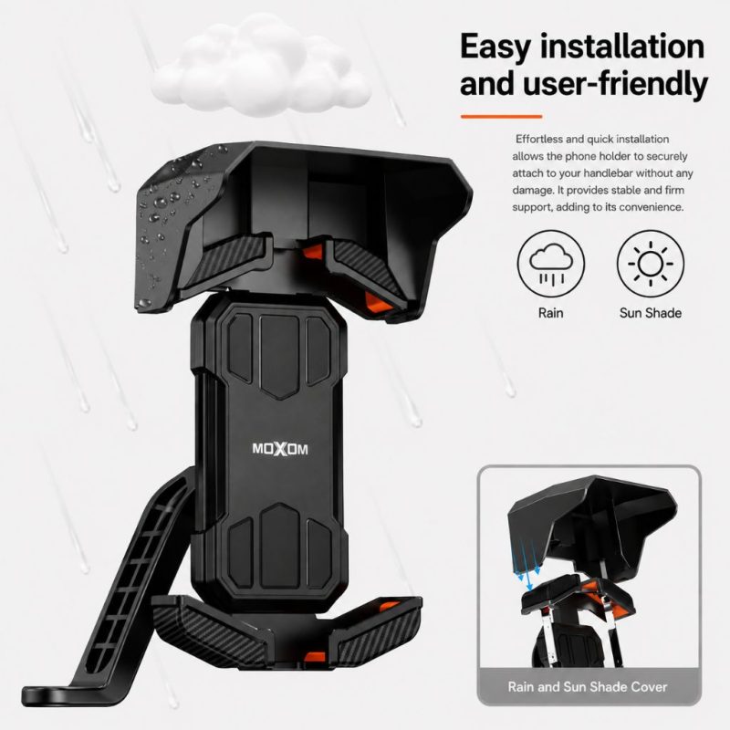 MOXOM MX-VS145 Rain and Sun Shade Cover Motorcycle Phone Holder ...